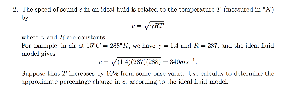 Solved The speed of sound c in an ideal fluid is related to | Chegg.com