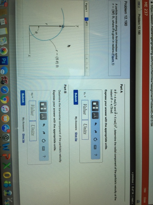 Solved A particle moves along an archimedean spiral r = (8 | Chegg.com