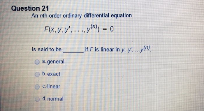 Solved An Nth Order Ordinary Differential Equation F X Y