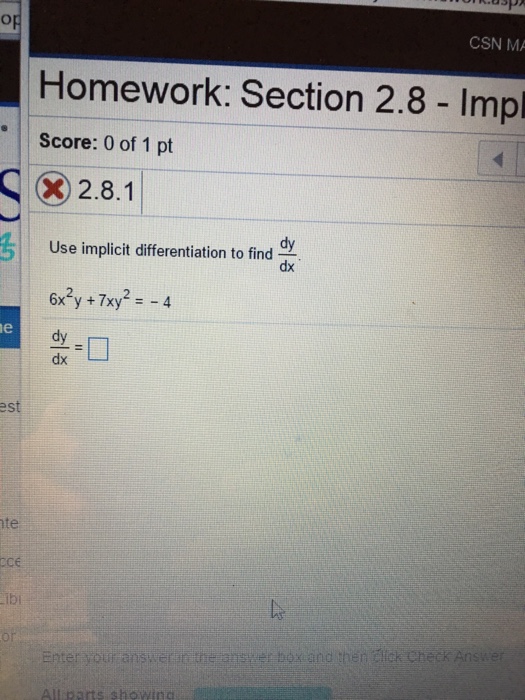 Solved Use implicit differentiation to find dy/dx. 6x^2y | Chegg.com