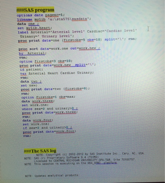 Solved ###SAS program options date pageno-1: libname mylib | Chegg.com