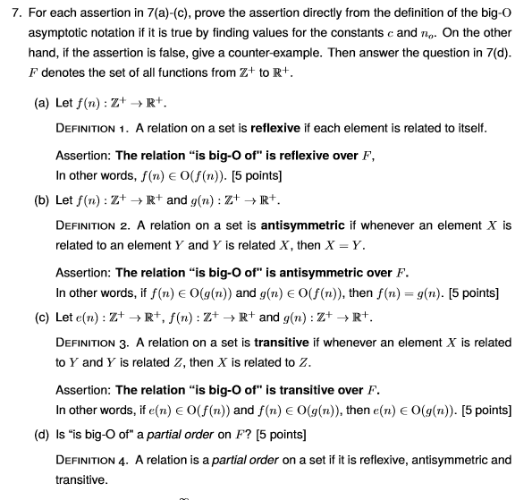 Solved For each assertion in 7(a)-(c), prove the assertion | Chegg.com