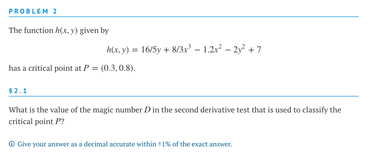 Solved PROBLEM2 The function h(r, y) given by has a critical | Chegg.com