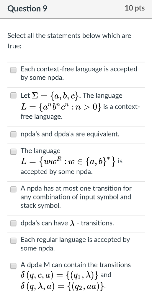 Solved Question 2 10 pts Write a context-free grammar for | Chegg.com