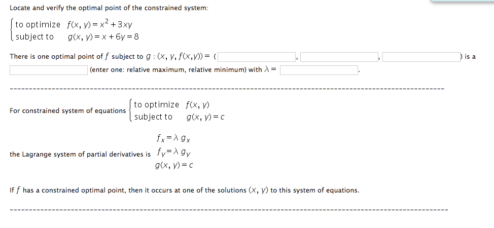 Solved Locate and verify the optimal point of the | Chegg.com