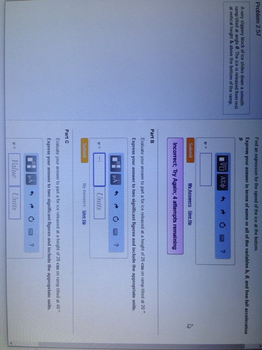 Solved A very slippery block of ice slides down a smooth | Chegg.com