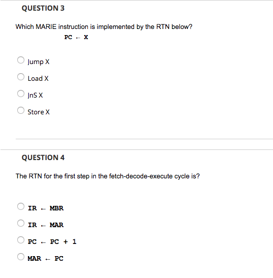 Solved QUESTION 3 Which MARIE instruction is implemented by | Chegg.com