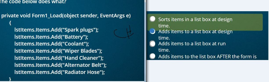 Solved he code below does what? private void Form1 | Chegg.com