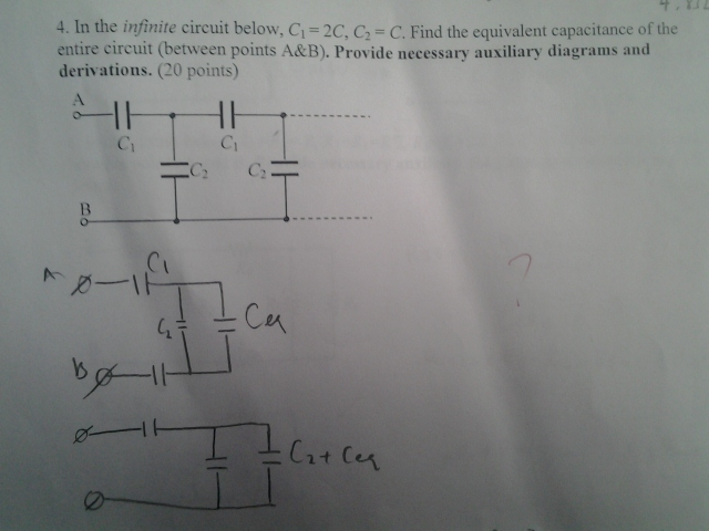 Solved 4. In the infinite circuit below, C1 2c, C, C. Find | Chegg.com