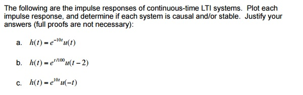 Solved The following are the impulse responses of | Chegg.com