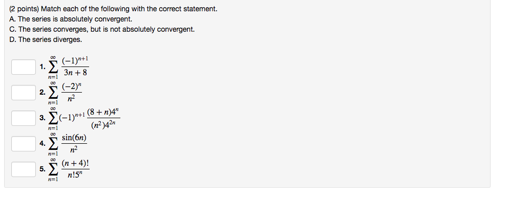 Solved Match each of the following with the correct | Chegg.com