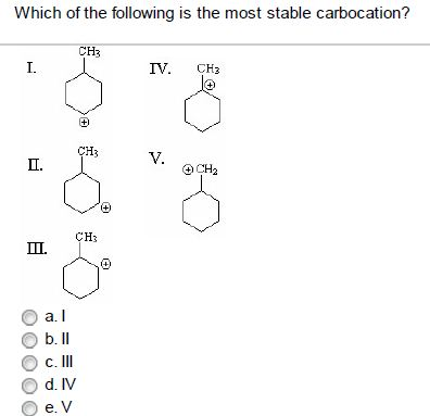Solved Which of the following is the most stable | Chegg.com