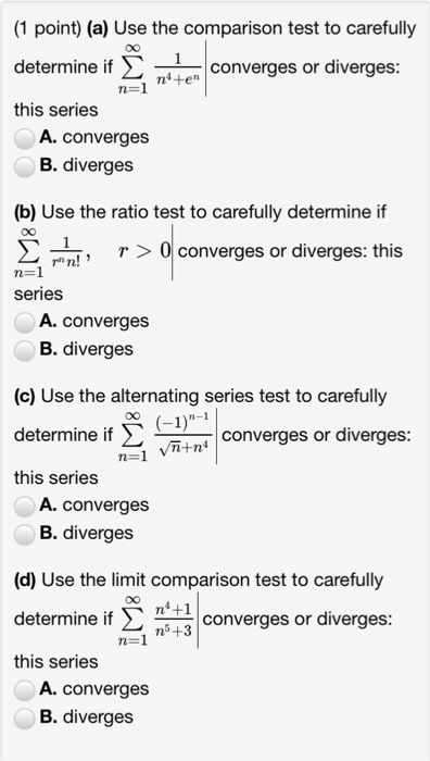 Solved Use the comparison test to carefully determine if | Chegg.com