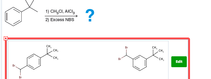 Solved 1) CH3CI, AICI3 2) Excess NBS CH CH CH CH CH CH Edit | Chegg.com