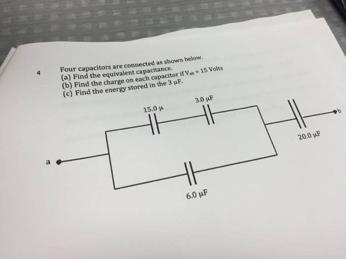 Solved Four Capacitors Are Connected As Shown Below Find