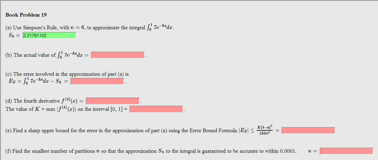 Solved Use Simpson's Rule, with n = 6. to approximate the | Chegg.com