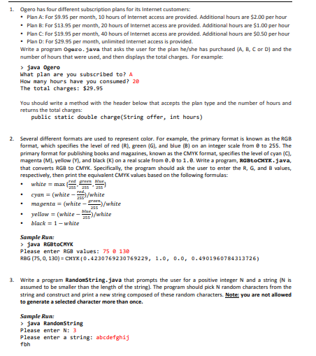 Solved 1. Ogero has four different subscription plans for | Chegg.com