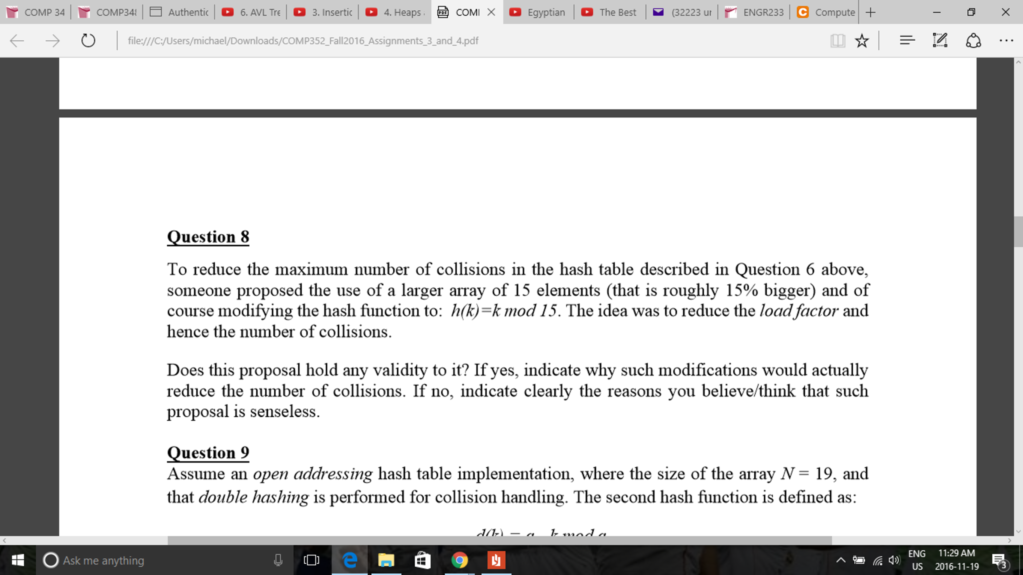 Solved here is question 6: Assume a hash table utilizes an | Chegg.com