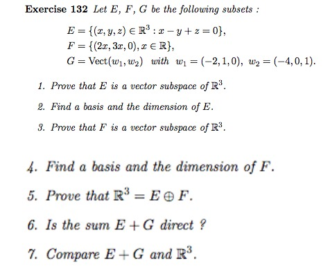 Solved Exercise 132 Let E, F, G be the following subsets: E= | Chegg.com