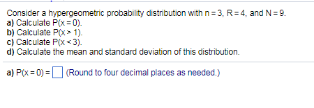 Solved Consider a hypergeometric probability distribution | Chegg.com