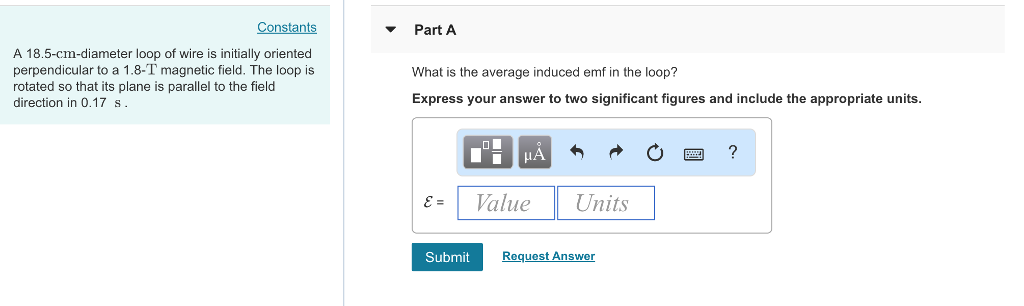 Solved Constants Part A A 18.5-cm-diameter loop of wire is | Chegg.com