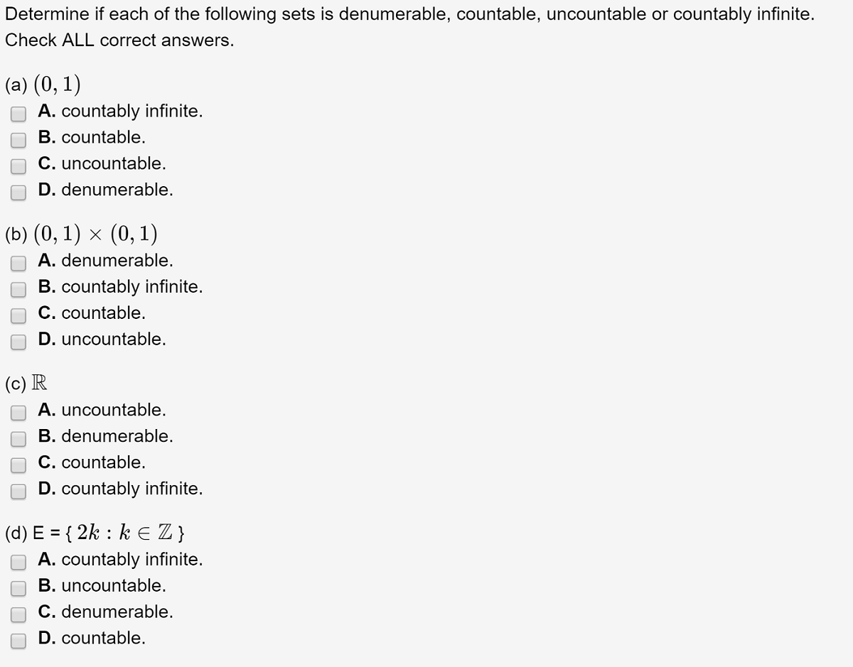 Solved Determine if each of the following sets is | Chegg.com