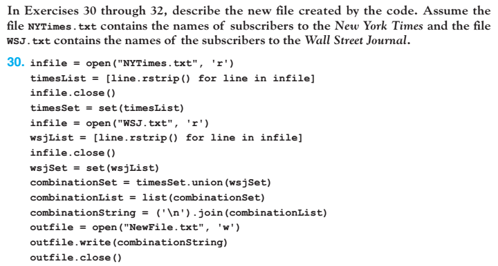 Solved In python, rework exercise 30 with the word union in | Chegg.com