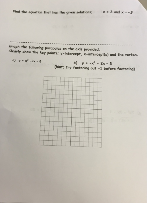 Solved Find the equation that it given solutions: x=3 and x | Chegg.com