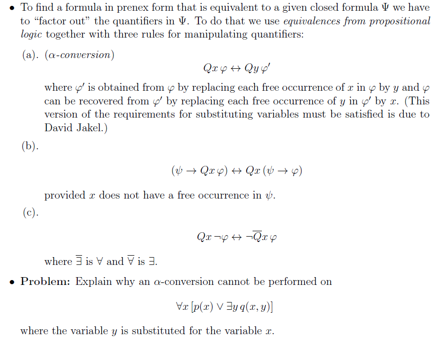 ·To find a formula in prenex form that is equivalent | Chegg.com