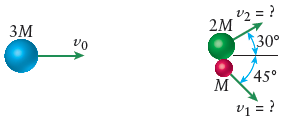 Solved An object of mass 3M, moving in the +x direction at | Chegg.com