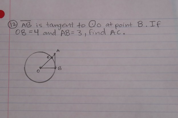 Solved Line AB is tangent to Circle with center point "O" at | Chegg.com