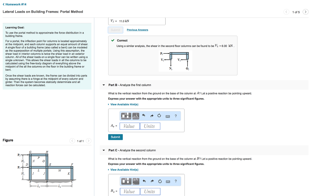 Solved Homework #14 Lateral Loads on Building Frames: Portal | Chegg.com