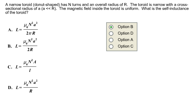 Solved A narrow toroid (donut-shaped) has N turns and an | Chegg.com