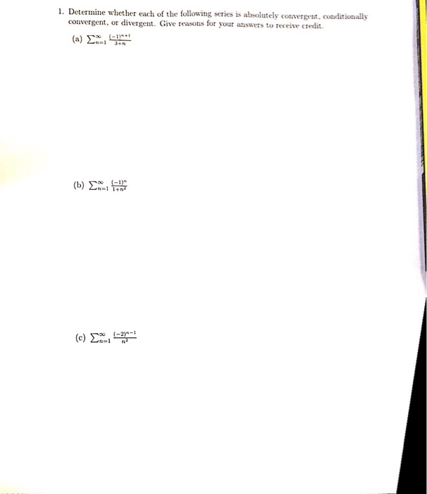 Solved Determine whether each of the following series is | Chegg.com