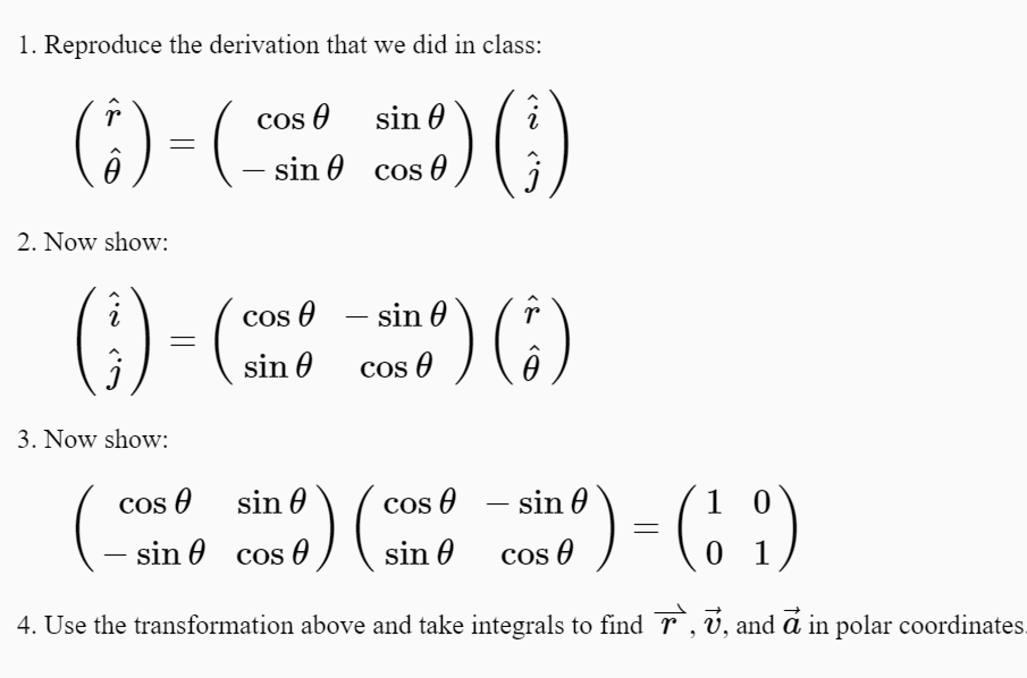 Solved Reproduce the derivation that we did in class: (r cap | Chegg.com