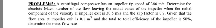 Solved A centrifugal compressor has an impeller tip speed of | Chegg.com