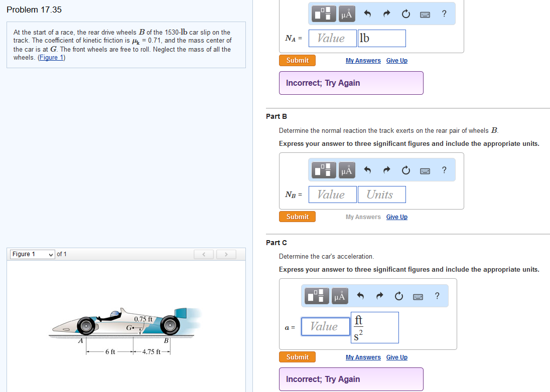 Solved At the start of a race, the rear drive wheels B of | Chegg.com