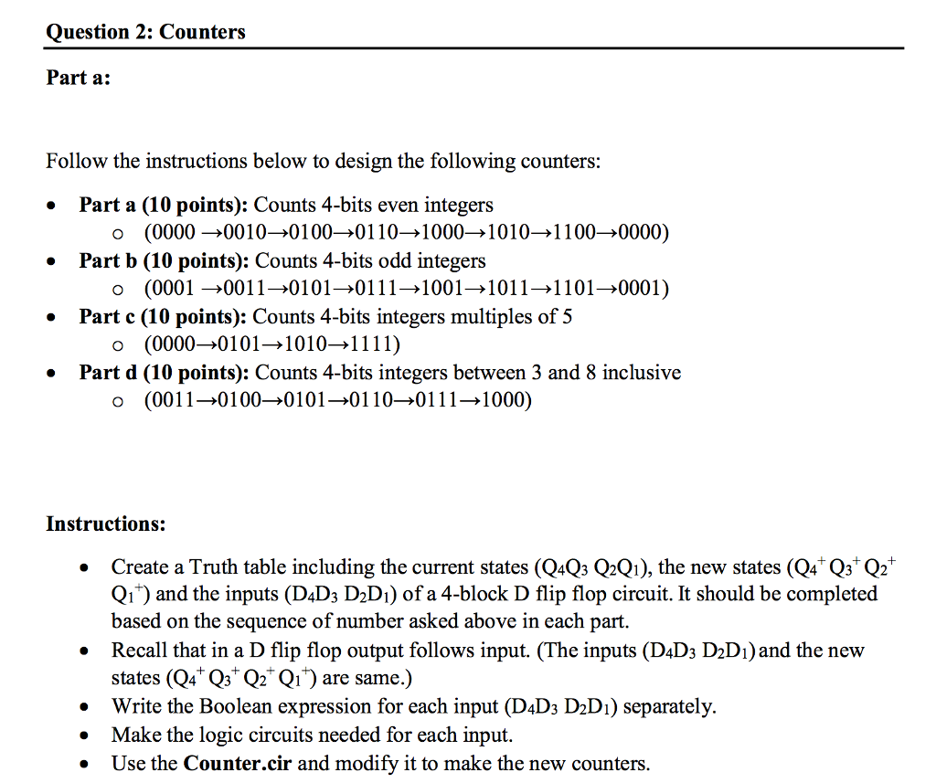 Solved Question 2: Counters Part a: Follow the instructions | Chegg.com