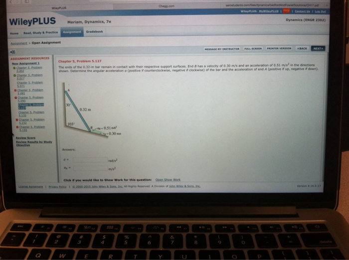 Solved Chegg com Dynamics (ENGR 2302) Meriam, Dynamics, 7e | Chegg.com