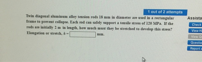 Solved Twin diagonal aluminum alloy tension rods 18 mm in | Chegg.com