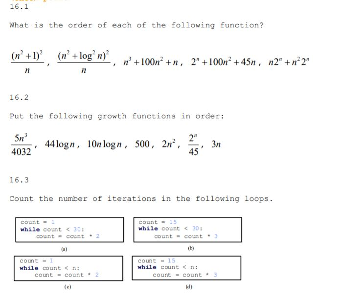 Solved 16.1 What is the order of each of the following | Chegg.com
