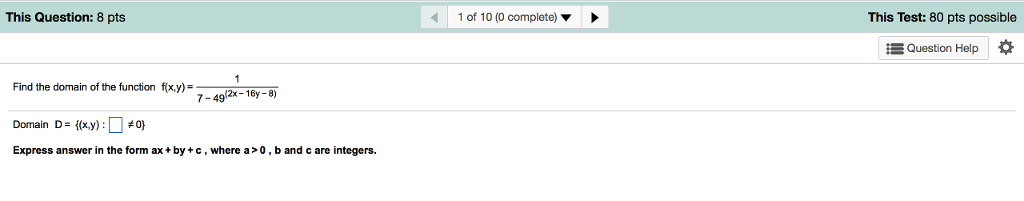 Solved Find The Domain Of The Function F X Y 1 7