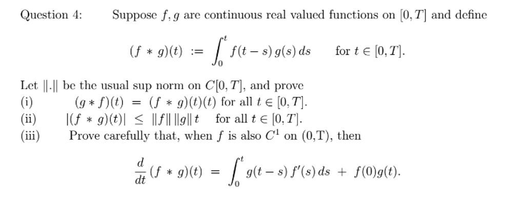 Suppose f, g are continuous real valued functions on | Chegg.com