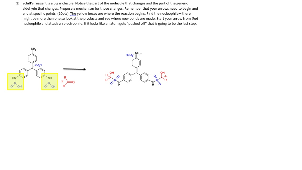 Solved 1) Schiffs reagent is a big molecule. Notice the part | Chegg.com