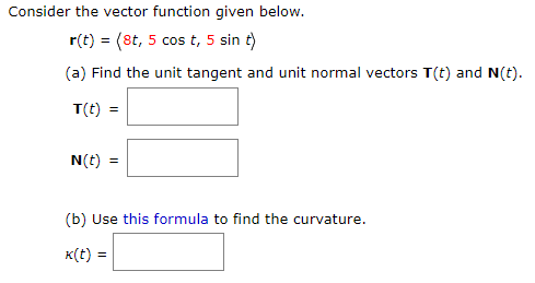 Solved Consider the vector function given below. r(t) = | Chegg.com
