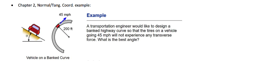 Solved Chapter 2, Normal/Tang. Coord. example: 45 mph | Chegg.com