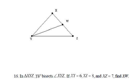 Solved In Delta xyz, yw BISECTS XYZ. If XY = 6, YZ = 8, | Chegg.com