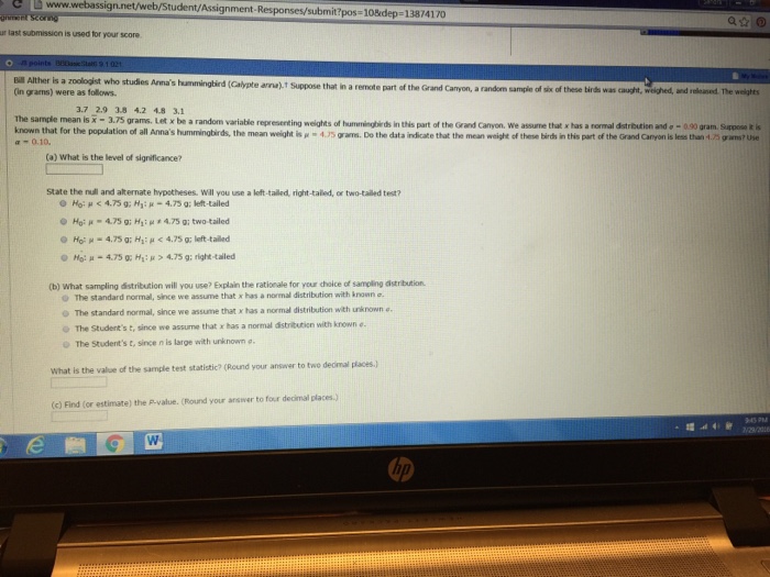 Solved Bill lather is a zoologist who studies Anna's | Chegg.com