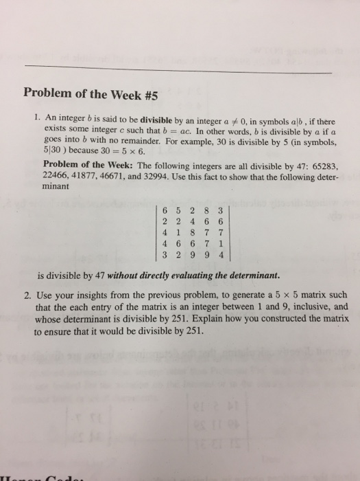 Solved Problem of the Week #5 1. An integer bis said to be | Chegg.com