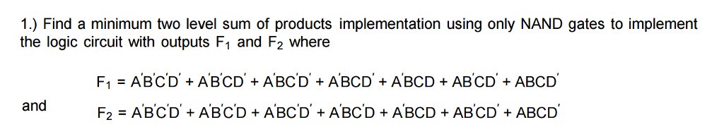 Solved Find a minimum two level sum of products | Chegg.com